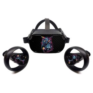 mightyskins carbon fiber skin for oculus quest - outrageous owl | protective, durable textured carbon fiber finish | easy to apply, remove, and change styles | made in the usa (cf-ocqu-outrageous owl)