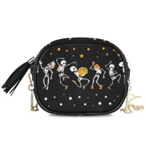 alaza cute sugar skull pumpkin star halloween pu leather small crossbody bag purse wallet cell phone bags with adjustable chain strap & multi pocket