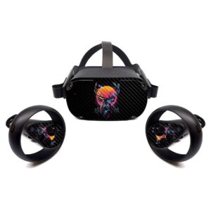 mightyskins carbon fiber skin for oculus quest - super stag | protective, durable textured carbon fiber finish | easy to apply, remove, and change styles | made in the usa (cf-ocqu-super stag)