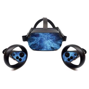 mightyskins carbon fiber skin for oculus quest - blue mystic flames | protective, durable textured carbon fiber finish | easy to apply, remove, and change styles | made in the usa