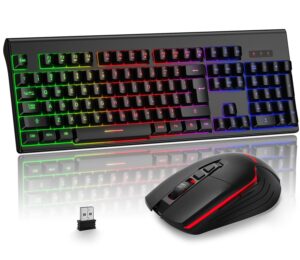 bluefinger rainbow wired gaming keyboard and mouse combo, rgb backlit keyboard with 104 key, usb illuminated gaming mouse set for computer pc gamer laptop mac ps5