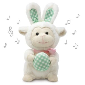 cuddle barn - leapin' lucy | easter animated lamb stuffed animal musical plush toy dances and bops to song peter cottontail, spring easter basket stuffer decoration, 11 inches