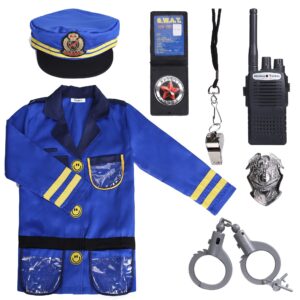 sepco police officer costume for kids role play kit with cop dress up costume accessories, ages 3-6 yrs