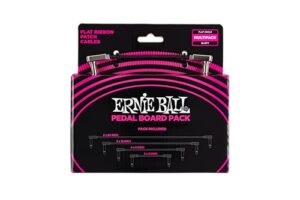 ernie ball flat ribbon patch cable pedalboard multi-pack, black (p06224)