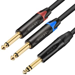 jomley 1/4 inch trs stereo to dual 1/4 inch ts mono insert cable, trs stereo y splitter insert cable, 6.35mm trs male stereo to dual 6.35mm ts male mono breakout cable－6.6 feet