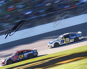 2x autographed chase elliott & martin truex jr. 2022 next gen car #9 napa / #19 bass pro (on-track racing) dual signed 8x10 inch picture nascar glossy photo with coa