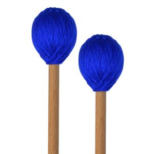 yolyoo medium hard yarn head keyboard marimba mallets with maple handles,pack of 2 blue (blue)