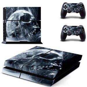 adventure games - skull, white frozen - vinyl console skin decal sticker + 2 controller skins set - compatible with playstation ps4 original gaming console systems