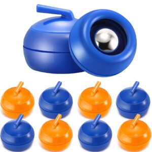 8 pieces tabletop curling game pucks replacement shuffleboard rollers sliding bead games for kids and adults (blue, orange)