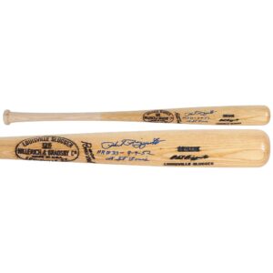 phil rizzuto new york yankees autographed blonde louisville slugger bat with "hr #33" multiple inscriptions - autographed mlb bats