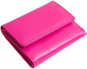 charis high five vegan leather trifold mini wallet for women high capacity card coin purse - pink