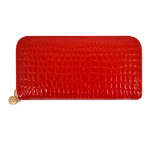 aisi women patent leather clutch wallet phone card holder organizer ladies purse (red)