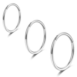 lantine hinged 20g cartilage earring hoop nose rings 6mm 8mm 10mm set clicker triple double forward helix hoops earrings(3pcs a set)