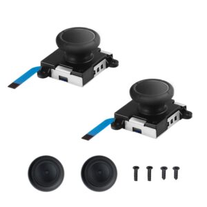 3d replacement joystick analog, thumb stick for nintendo switch, 2-pack analog joystick replacement with 2pcs thumb stick caps & screws (black)