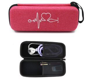 stethoscope carrying case, mesh pocket for nurse accessories (rose red)