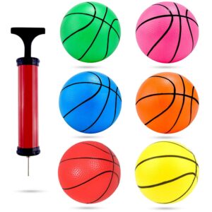 shindel 6pcs mini basketball, small basketball for toddlers, kids and adults basketball party favors mini toy basketball with pump suitable for pool, indoors, outdoors