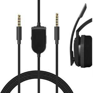 geekria quickfit audio cable with mic compatible with astro a40 tr, a40, a30, a10, a10 gen 2 gaming headsets cable, 3.5mm aux replacement stereo cord with inline microphone (6 ft/2 m)