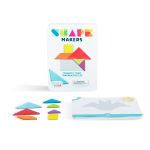 chuckle & roar - shape makers - tangram puzzle for kids 3 and up - magnetic foam blocks with tray - educational and engaging fun for toddlers