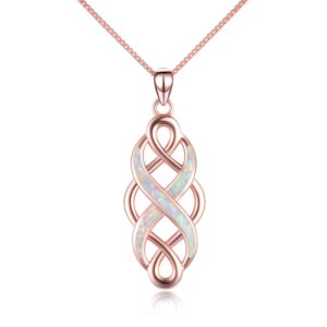 yfn irish celtic knot created opal pendant necklace infinity love sterling silver cz jewelry 18"