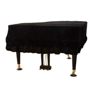 esyuel pleuche grand piano cover bordered dust protective cover cloth 62.9 x 59 x 20.48in (160cm/62.9in, black)