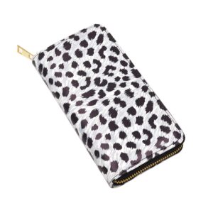 premium vegan leather animal print continental zip around wallet, grey leopard