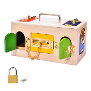 mickyu montessori lock box toys wooden busy board sensory toy fine motor skills learning toys gift for toddlers boys girls