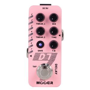 mooer d7 delay guitar pedal with 6 different delay tape and 150s looper recording, multi asjustable function, surpport tap tempo, trail on/off, storable presets