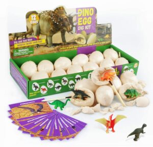 touber dinosaur eggs excavation, dig a dozen dino eggs kit dinosaur eggs for 4-11 year olds kids easter gifts for 5-12 year olds boys girls easter toys for kids stem games for kids 6-13 - easter eggs