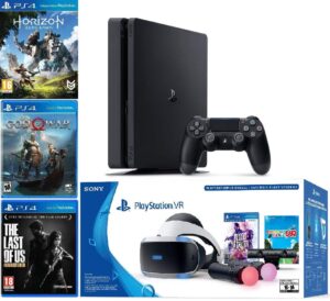 2019 playstation 4 slim ps4 1tb console + playstation vr headset + playstation camera + playstation vr move controllers + 5 games bundle (renewed)