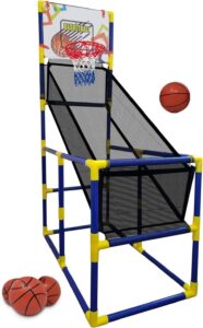 kids basketball hoop arcade game, with 4 balls air pump - indoor toy basketball shooting system - fun for all ages - toys sports for boys and girls