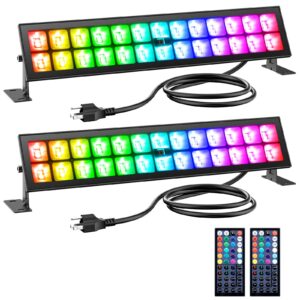 onforu stage lights 2 pack 48w led wall washer light,ip66 waterproof outdoor stage light bar with timing,rgb light bar with diy colors,wash lights with 44-key remote for garden wedding party