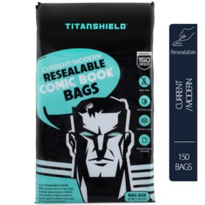 titanshield current/modern size resealable comic book bags (150 count)