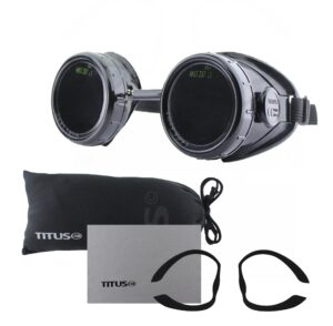 titus cup type c frame industrial quality welding goggles uv ir green 5,7,8,9,10,11,12,13,14,or 16 filter with pouch & pads