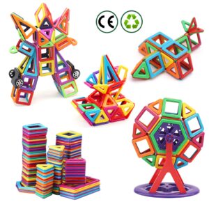 nicknack mini magnetic blocks toys magnetic tiles building blocks for kids baby and toddler gift magnet stacking block toys, 116pcs