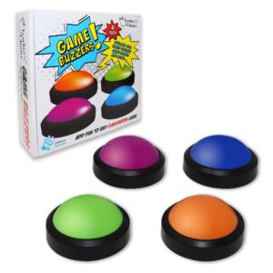 teacher's choice game buzzers with unique sounds for each buzzer |great for trivia, competition, spelling bees and more, 4 pack