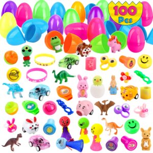 kasu 100 pcs prefilled easter eggs with toys inside premium for easter theme party favor, easter eggs hunt, easter basket stuffers/fillers, classroom prize supplies