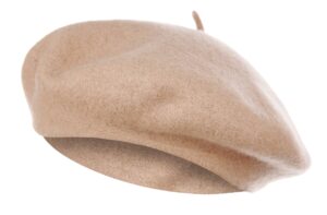 vglook french style classic solid color wool berets beanies cap hats (beige)