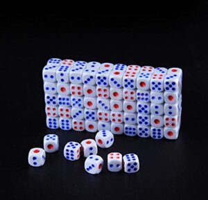 kakda,25pcs/lot standard plastic 10mm/12mm/14mm game white decider dice die rpg toy bauble b2c shop red and blue dots dice gyh - (color: 14mm)