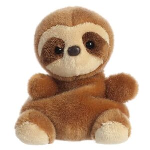 aurora® adorable palm pals™ slomo sloth™ stuffed animal - pocket-sized play - collectable fun - brown 5 inches