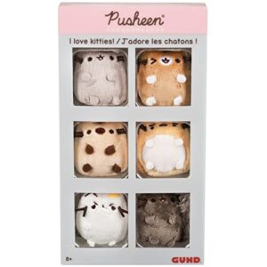 gund pusheen comic collector i love kitties set of 6 plush stuffed animal cats, 2"