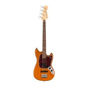 fender player mustang bass, aged natural, pau ferro fingerboard