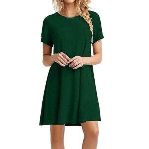 shakumy women short sleeve t-shirt dress casual loose plain simple tunic dress crew neck tops flowy swing mini dress