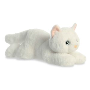 aurora® adorable flopsie™ precious white kitty™ stuffed animal - playful ease - timeless companions - white 12 inches