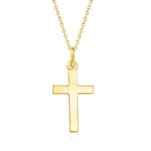 ross-simons italian 18kt yellow gold cross pendant necklace. 18 inches