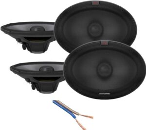 alpine r-s69.2 car audio type r series 6x9 600 watt speakers - 2 pair with 20' wire package