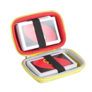 hermitshell hard travel case for mattel uno classic card game - not including cards (red+yellow)