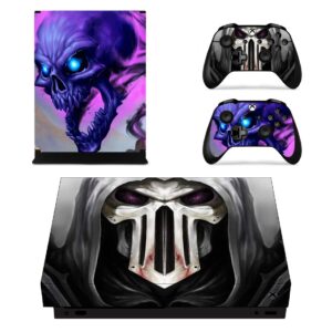 adventure games - reaper, purple skull - vinyl console skin decal sticker + 2 controller skins set - compatible with xbox one x gaming console systems