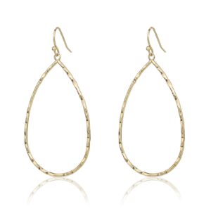 pomina lightweight open gold teardrop earrings simple basic geometric gold dangle drop earrings for women (textureteardrop_gold)