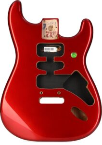 fender deluxe series stratocaster body, alder, candy apple red