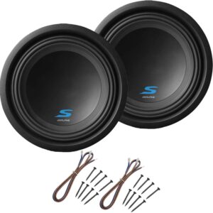 alpine s-w10d4 car audio type s dual 4 ohm 1200 watt 10" subwoofers with sub install kit package